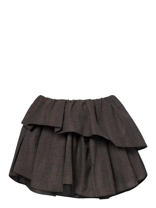 Acne Studios Ruffled Checked Wool-blend Miniskirt - Brown