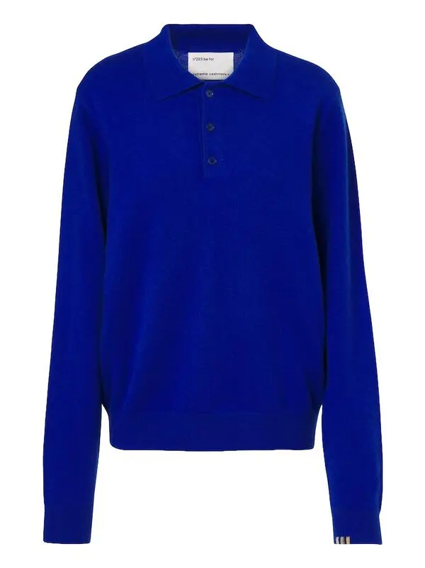 Extreme Cashmere N°223 Be For Cashmere-blend Polo Sweater - Blue