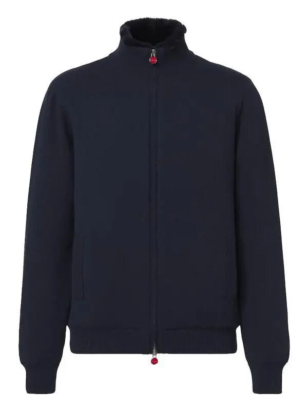 Kiton Shearling-lined Cashmere Zip-up Cardigan - Blue