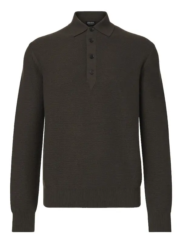 Zegna Cashmere Polo Sweater - Green