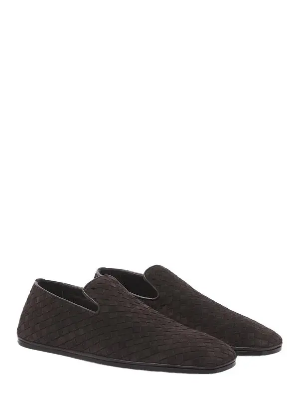 Bottega Veneta Palazzo Intrecciato Suede Slip-on Shoes - Brown