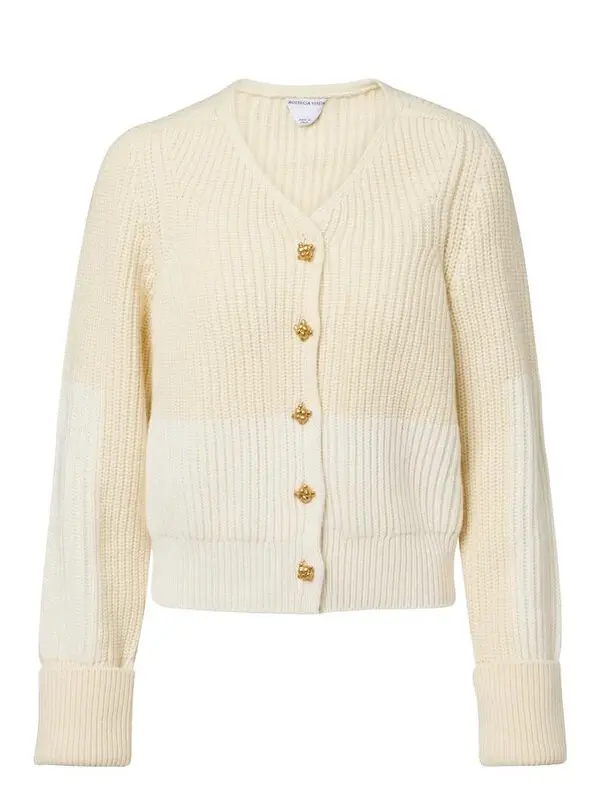 Bottega Veneta Ribbed Wool And Cashmere Cardigan - White