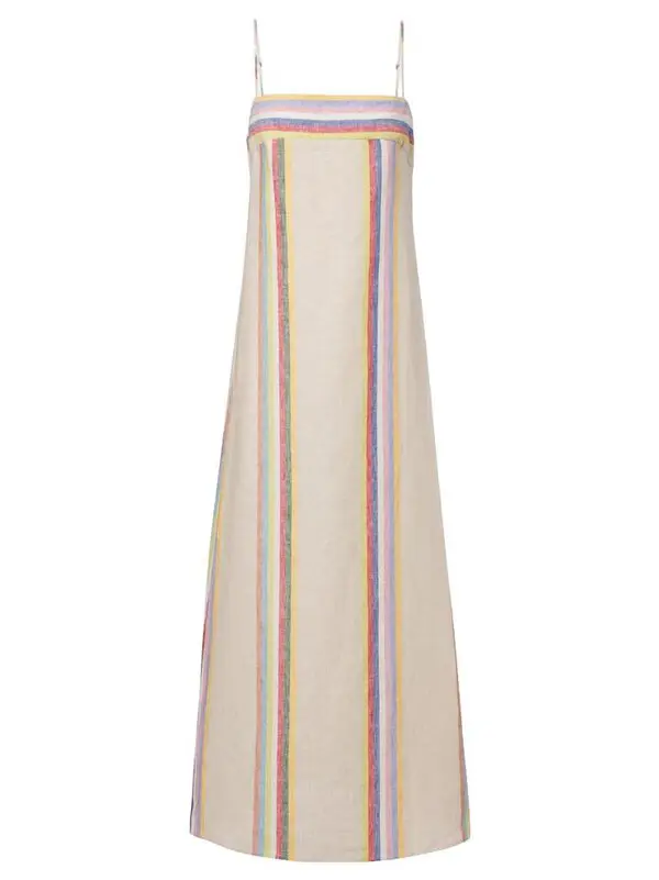 Staud Laura Striped Linen Maxi Dress - Multicoloured