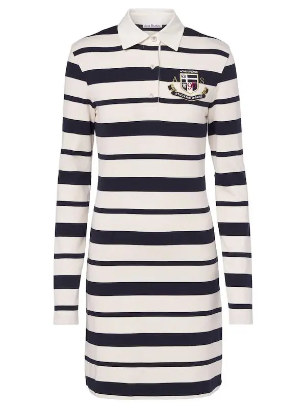 Acne Studios Striped Cotton-blend Jersey Polo Dress - Multicoloured