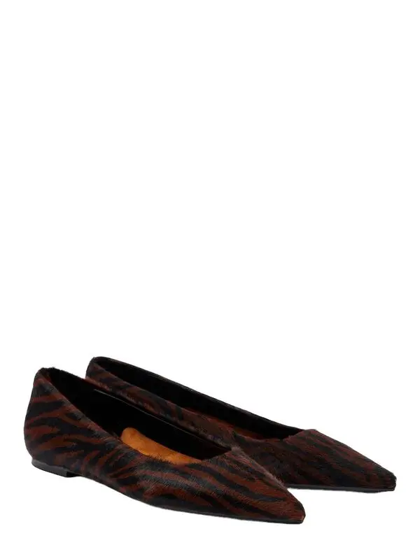 AeydĒ Cassy Zebra-print Calf Hair Ballet Flats - Brown