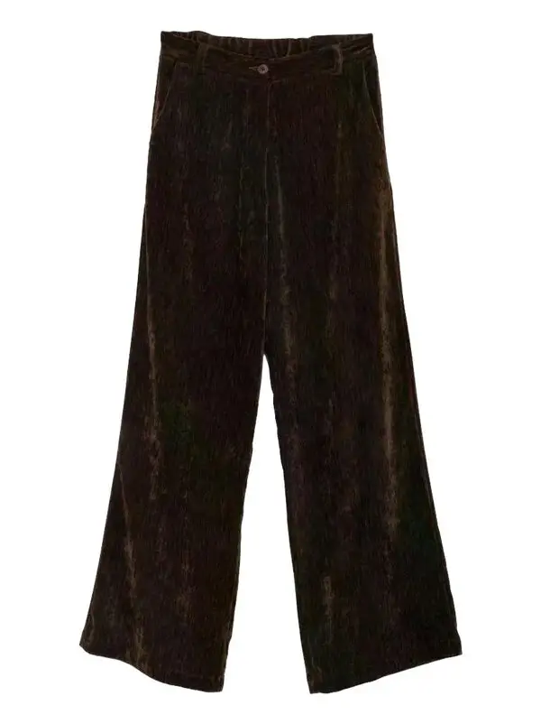 VIRGINIA BIZZI Corduroy-effect Wide-leg Trousers - Brown