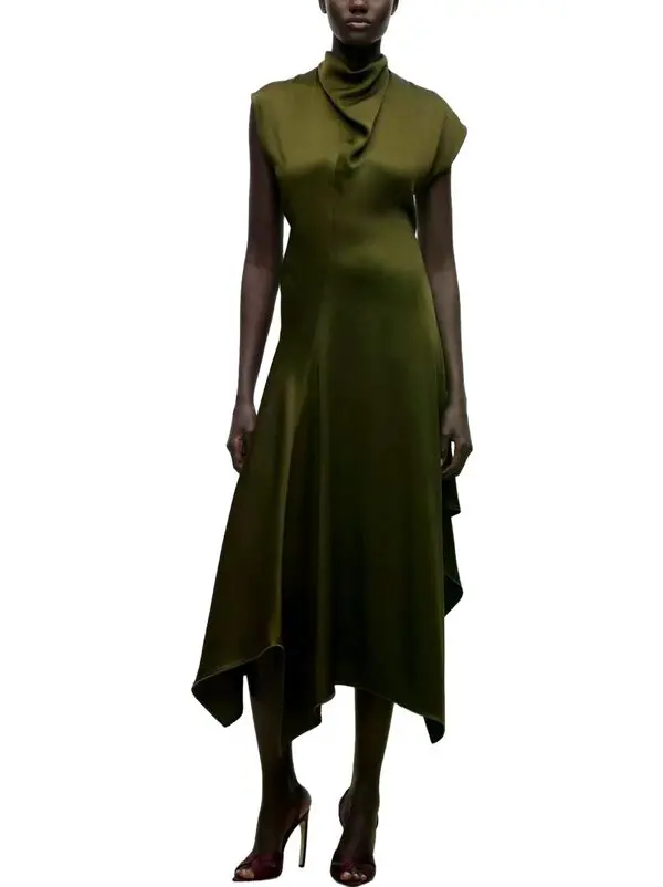 Victoria Beckham Draped Satin Midi Dress - Green
