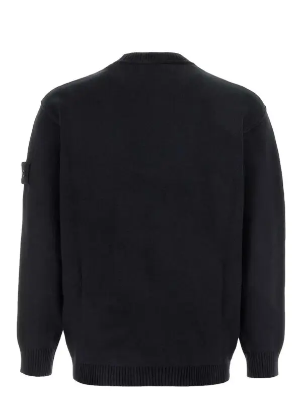 Stone Island Logo Patch Crew Neck Sweater - Blue