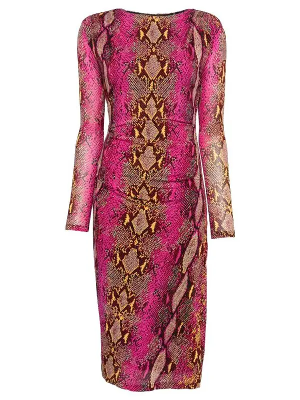 Diane Von Furstenberg Darrius Snake-print Midi Dress - Pink