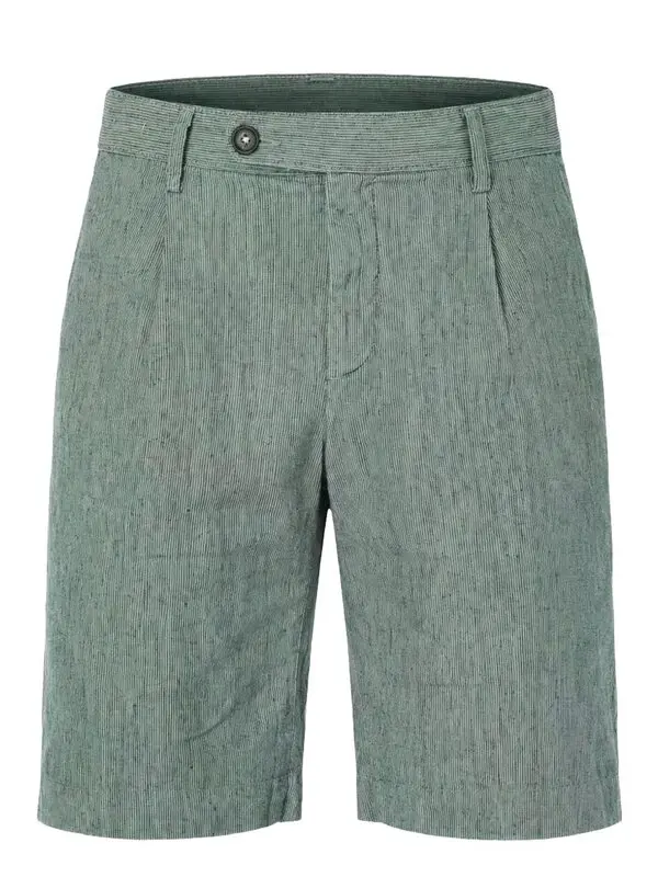 Massimo Alba Pleated Pinstripe Bermuda Shorts - Green