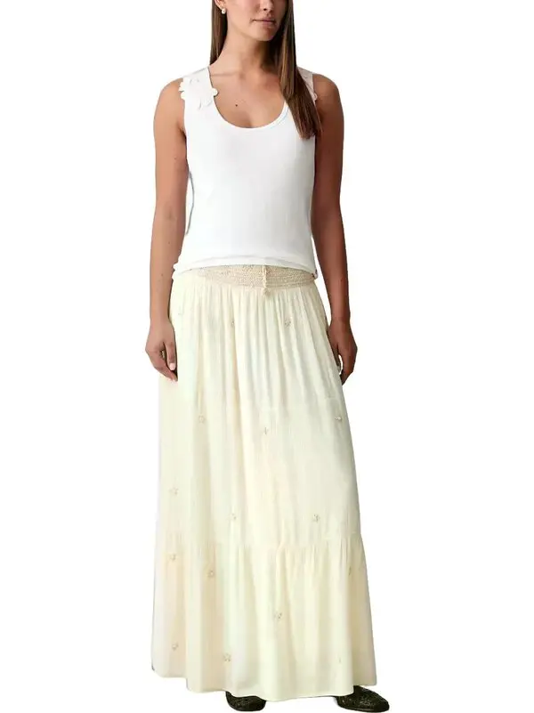 HOSS INTROPIA Bead-embellished Tiered Maxi Skirt - Neutrals