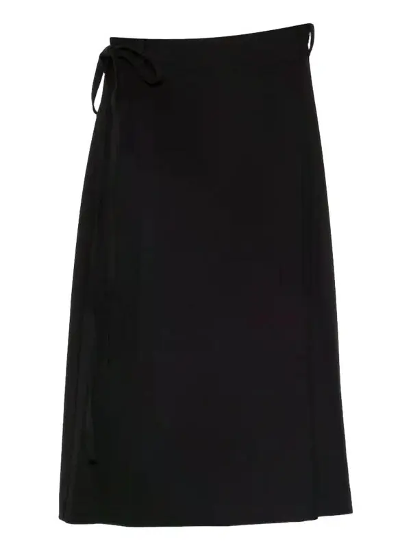 OTTOD'AME Pleated Tie-waist Midi Skirt - Black