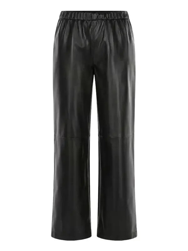 SOLOTRE Elasticated Faux-leather Trousers - Black