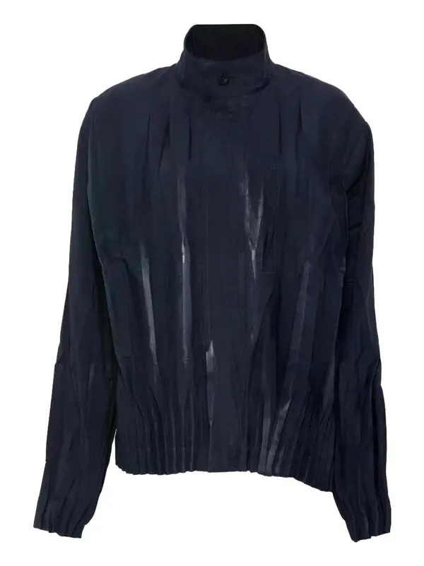 Issey Miyake S Pleated Design Jacket - Blue