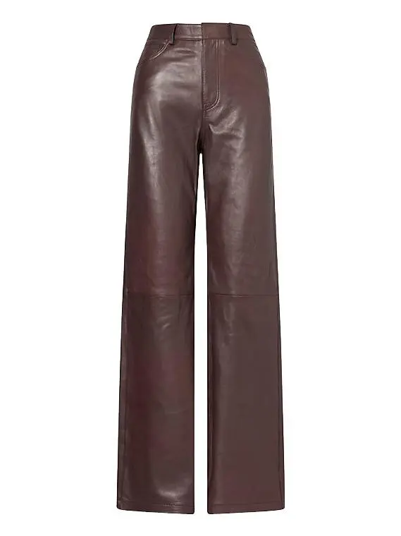 ROTATE BY BIRGER CHRISTENSEN Mid-rise Straight-leg Leather Trousers - Mole
