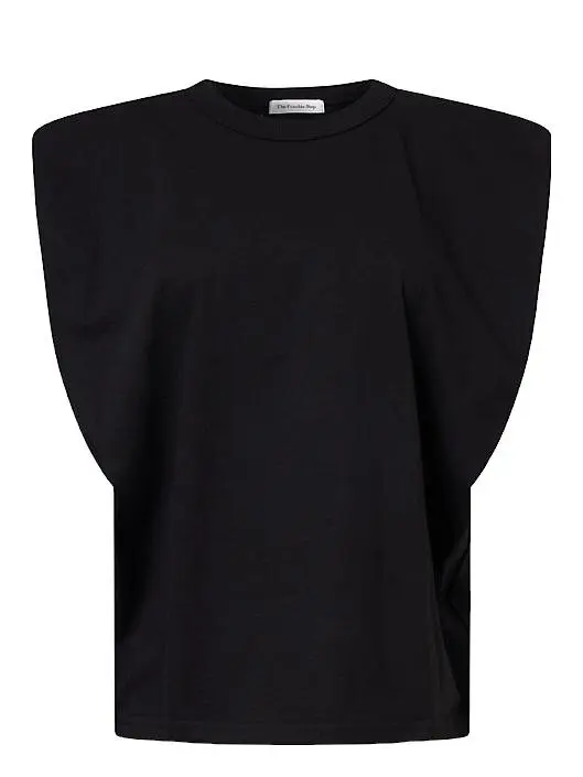 THE FRANKIE SHOP Padded Shoulder Cotton T-shirt - Black