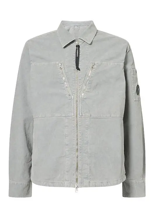 C.P. COMPANY Corduroy Lens Zipped Stretch-cotton Jacket - Flint Grey
