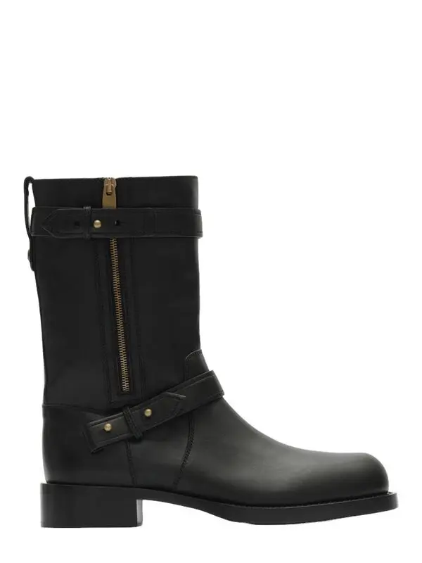 Burberry Leather Kent Biker Boots - Black