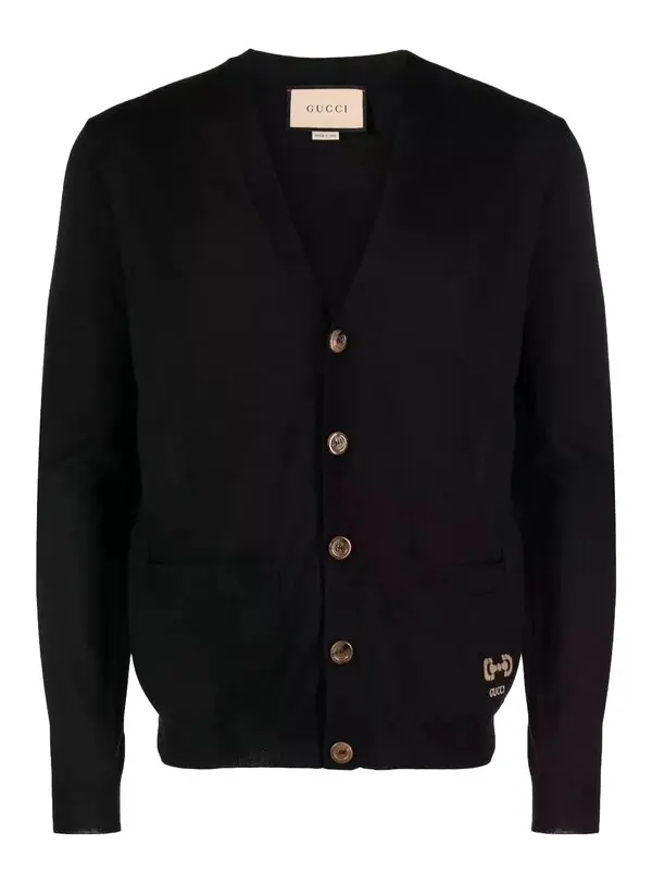 Gucci Intarsia-knit Wool Cardigan - Black