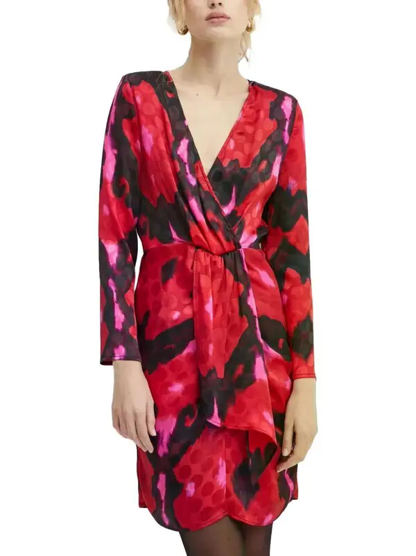 MORGAN Patterned Wrap Mini Dress - Red