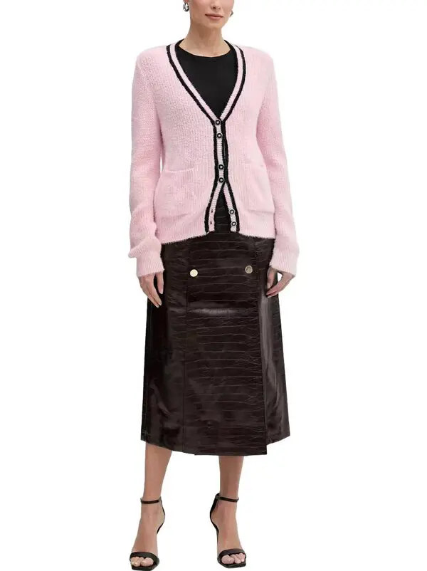 MORGAN Contrasting-trim Cardigan - Pink
