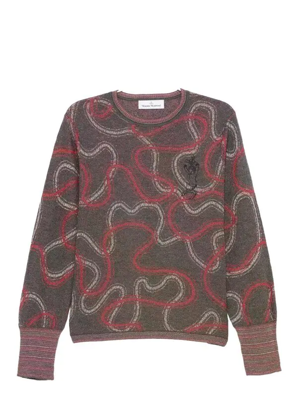VIVIENNE WESTWOOD Orb-embroidered Crew Neck Jumper - Grey