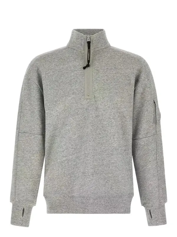 C.P. COMPANY Half-zip Sweater With Lens Detail - Grey