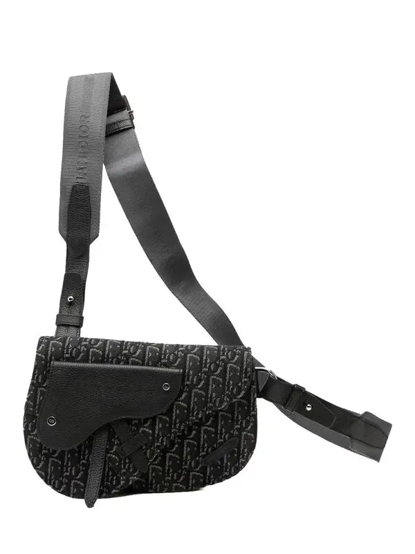 Dior Oblique Canvas Saddle Messenger Bag - Black