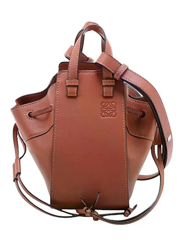 Loewe Mini Leather Drawstring Hammock Bag Satchel - Brown