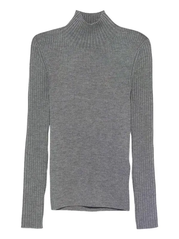Victoria Beckham Ribbed-knit High-neck Sweater - Grey