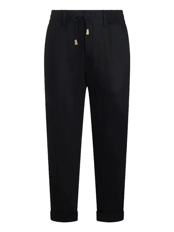Eleventy Drawstring Waistband Turned-up Hem Trousers - Blue