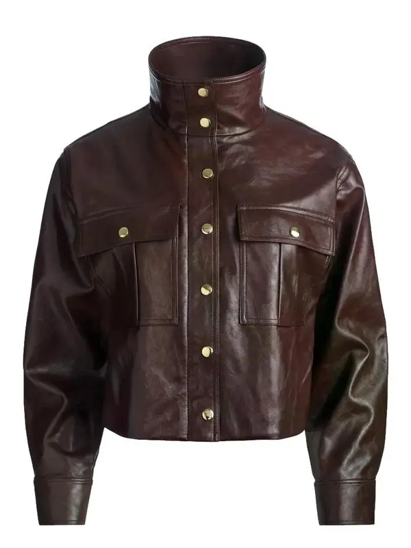 Alice + Olivia James Funnel-neck Cropped Jacket - Brown