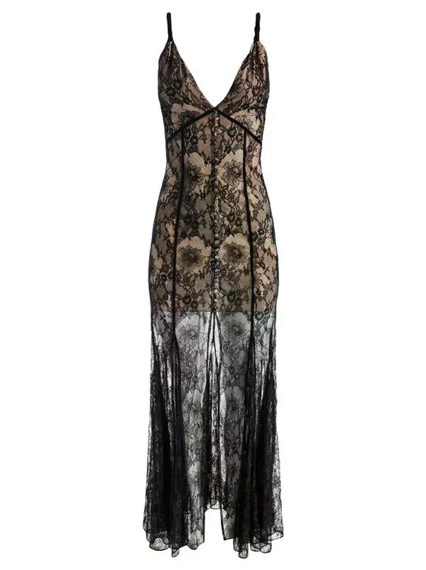 Alice + Olivia Alana Lace Godet Maxi Dress - Black