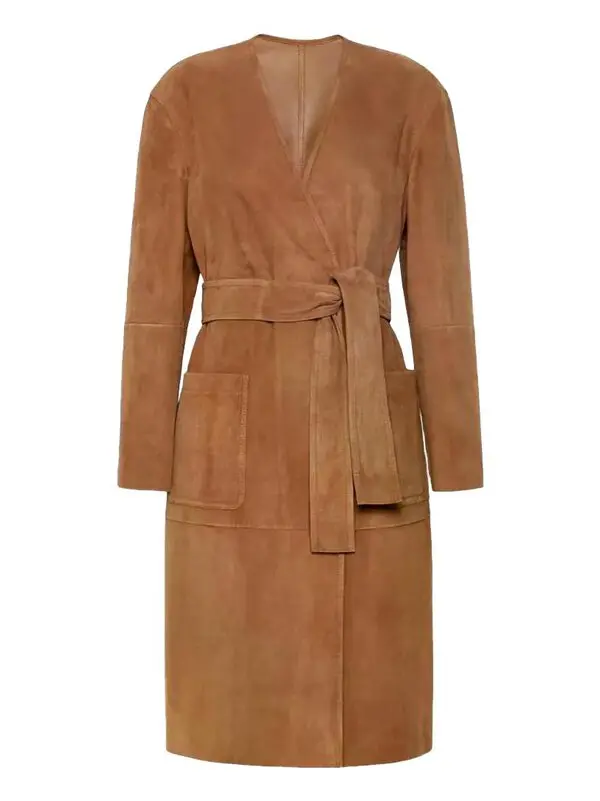 Max Mara Belted Suede Coat - Brown