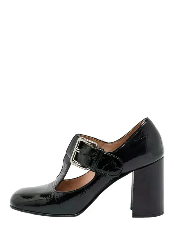 Miu Miu T-strap Buckled Block Heel Pumps - Black