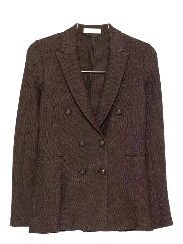 CIRCOLO 1901 Textured Double-breasted Wool Blazer - Brown
