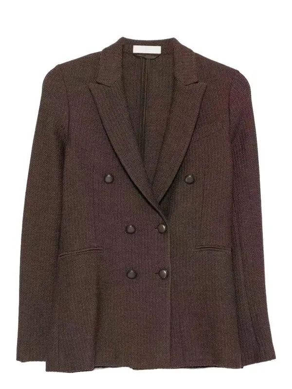 CIRCOLO 1901 Textured Double-breasted Wool Blazer - Brown
