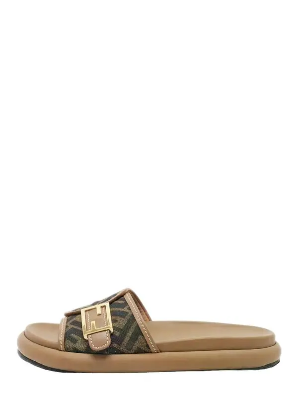 Fendi Zucca Canvas Flat Sandals - Brown