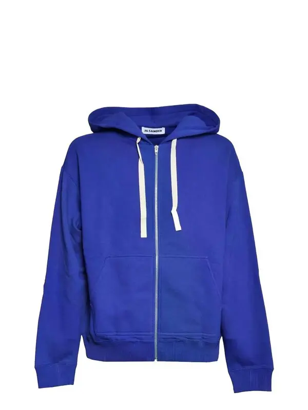 JIL SANDER Zip-up Drawstring Hoodie - Blue