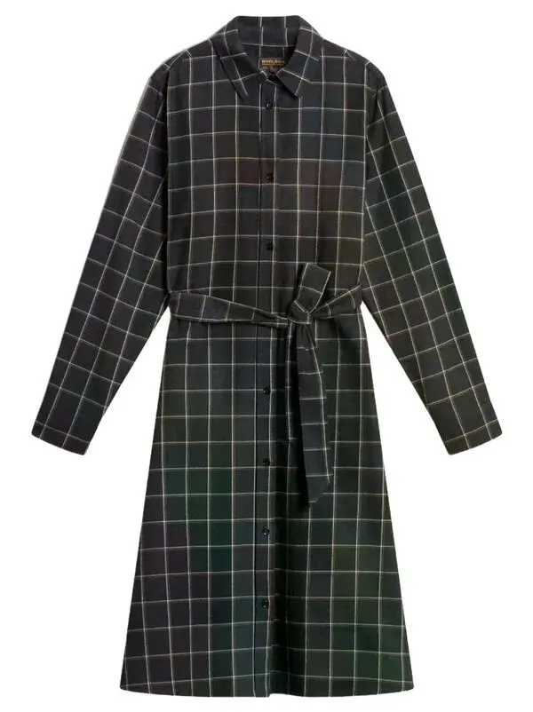 Woolrich Checked Flannel Midi Shirt Dress - Grey