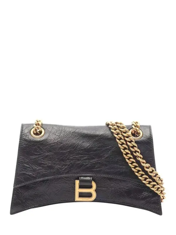 Balenciaga Small Calfskin Crush Chain Shoulder Bag - Black