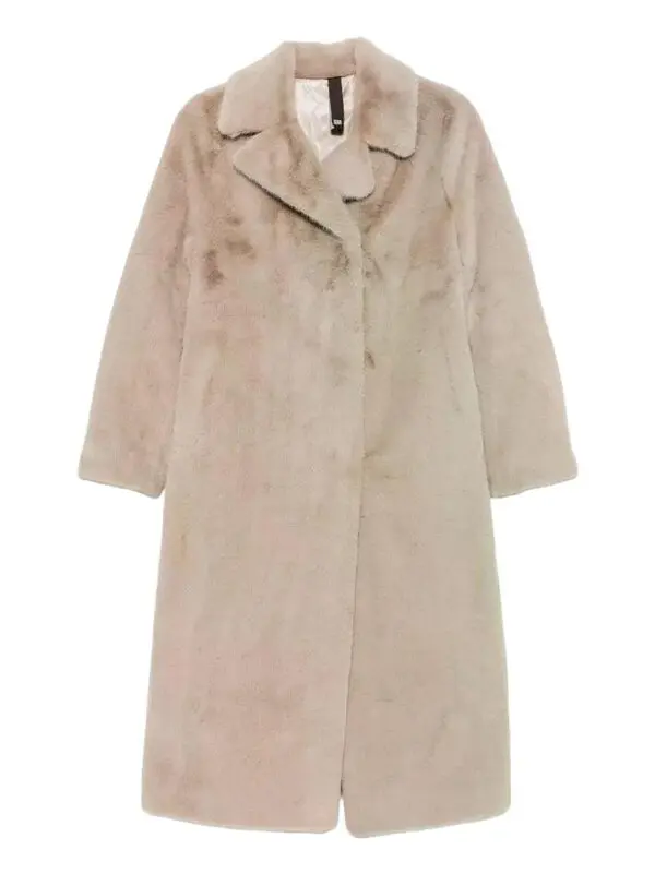 DUNO Belted Shearling-effect Coat - Neutrals