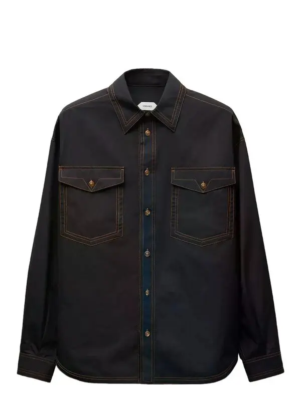 Versace Cotton Poplin Loose Shirt - Black