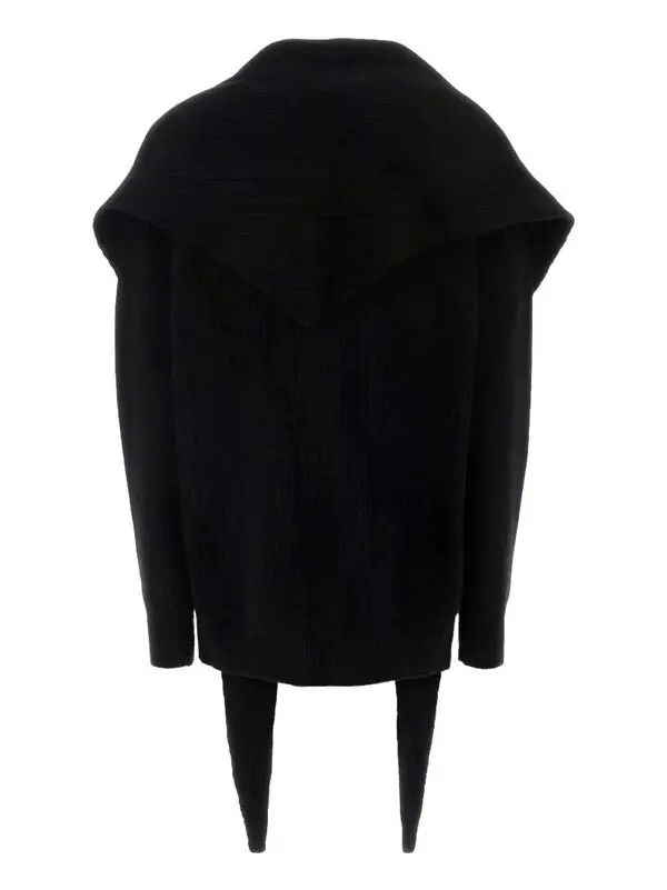 Blumarine Ribbed Knit Sailor Collar Cardigan - Black