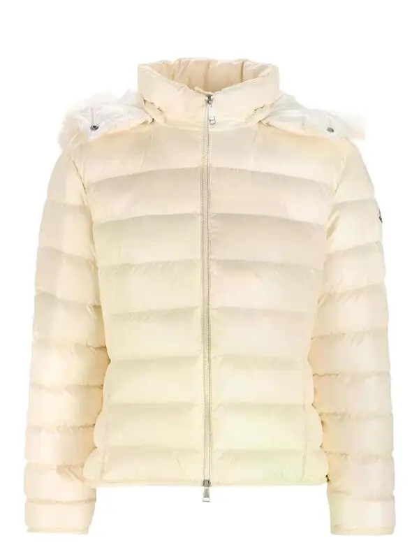 Moncler Quilted Down Jacket With Faux Fur Trim - Neutrals