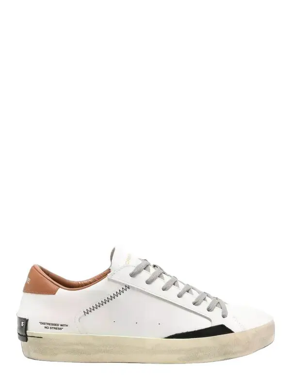 CRIME LONDON Distressed-effect Leather Sneakers - White