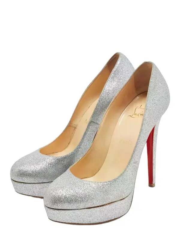 CHRISTIAN LOUBOUTIN Bianca Glitter Platform Stiletto Pumps - Silver