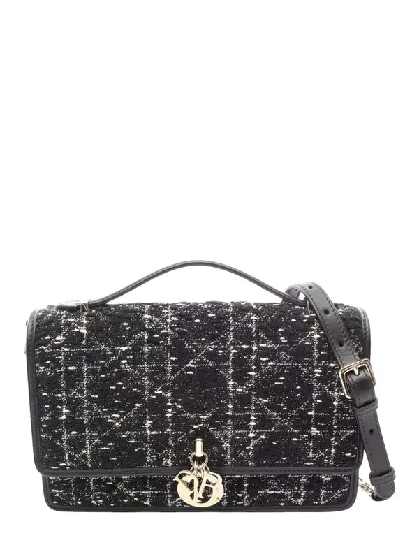 Dior Tweed Cannage My Bag Satchel - Black