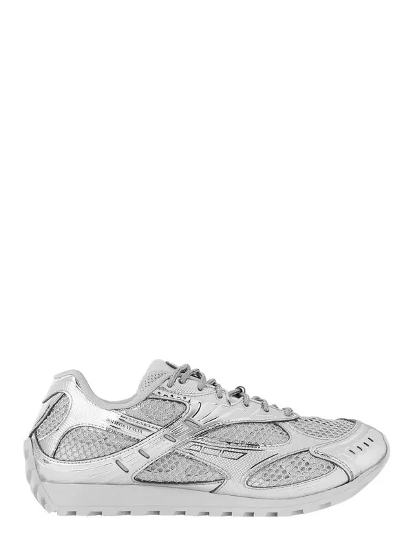 Bottega Veneta Orbit Metallic Rubber, Mesh And Fishnet Sneakers - Silver
