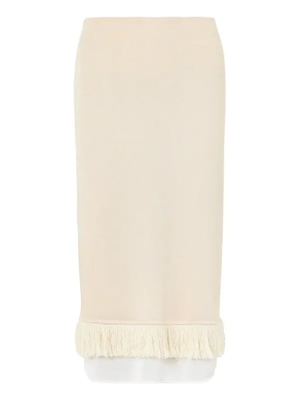 Bottega Veneta Fringed Silk Midi Skirt - White